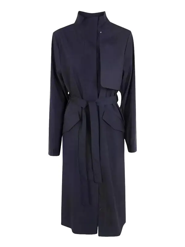 Rains Belted Hooded Coat - Blue