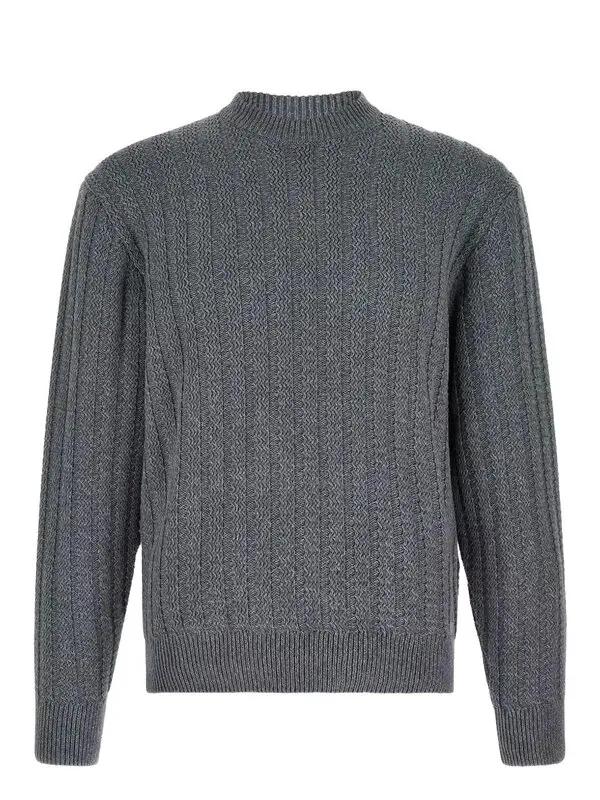 BOSS Textured Knit Cotton Sweater - Grey