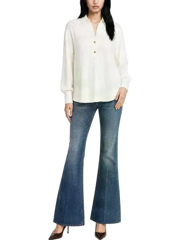 Max Mara Gold-tone Button Silk Blouse - White
