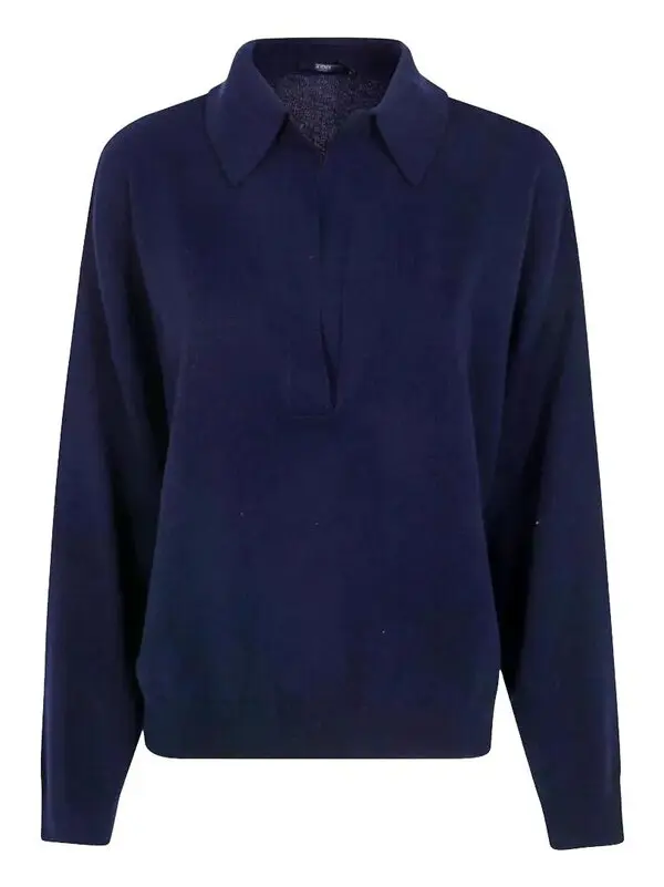 Seventy Collared Long-sleeve Sweater - Blue