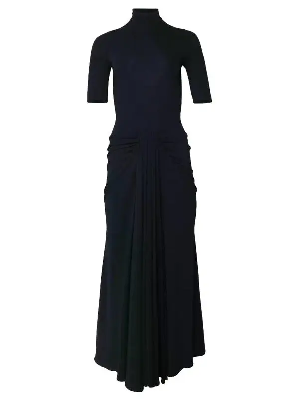Burc Akyol Jersey High Neck Dress With Draped Detailing - Black