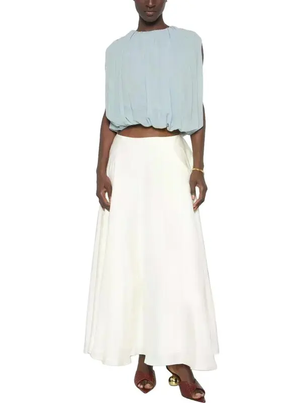 ABADIA Sleeveless Blouse With Draped Design - Blue