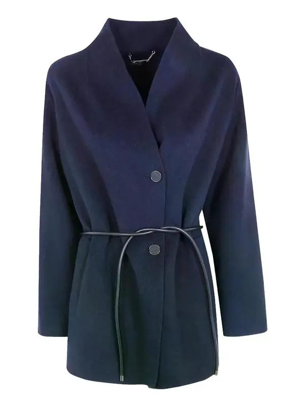 Seventy Belted Button-front Coat - Blue