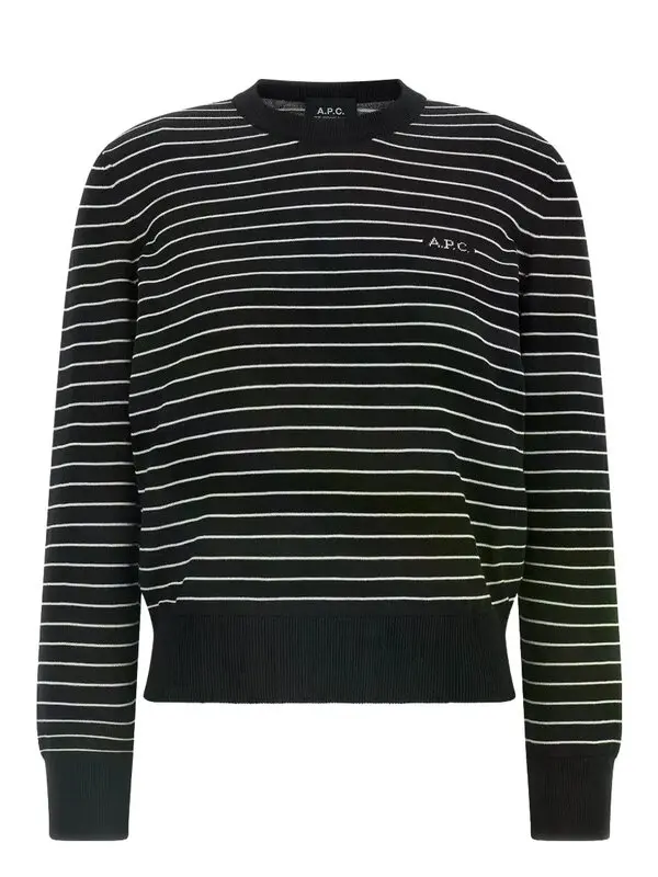 A.p.c. Sima Striped Crew Neck Sweater - Black