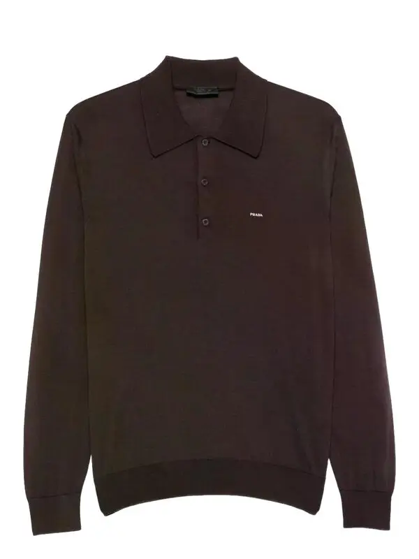 Prada Long-sleeved Superfine Wool Polo Sweater - Brown