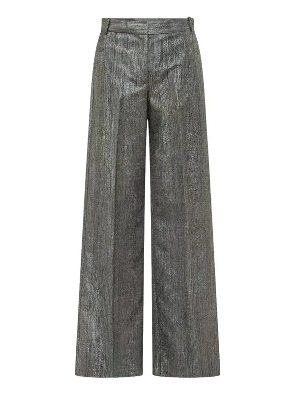Pinko Metal Wool-blend Palazzo Trousers - Grey