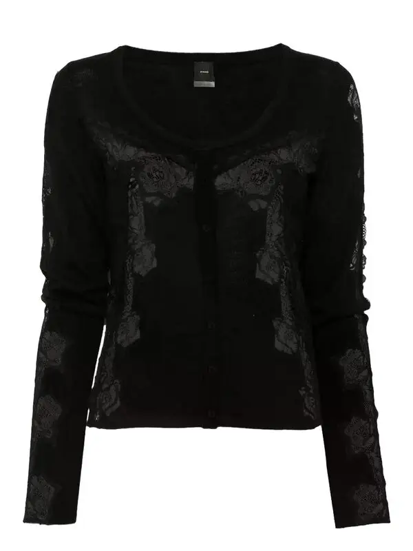 Pinko Lace-panelled Wool Button-up Sweater - Black