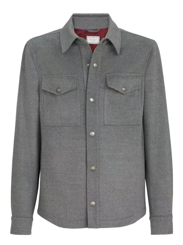 Brunello Cucinelli Lightweight Virgin Wool Cloth Shirt-style Outerwear Jacket - Grey
