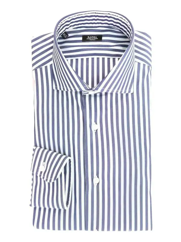 BARBA NAPOLI Vertical-stripe Pattern Long-sleeve Shirt - White