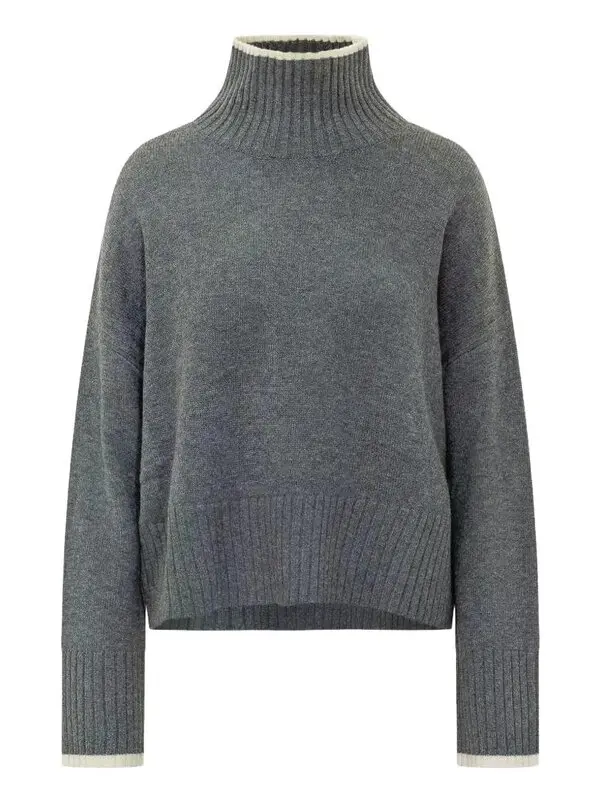 Pinko Ribbed-knit High-neck Wool Sweater - Grey