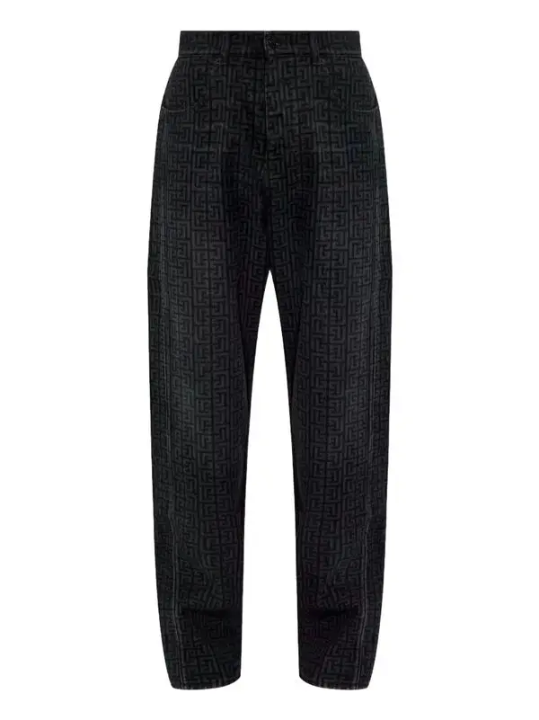 Balmain Monogram Print Jeans - Black