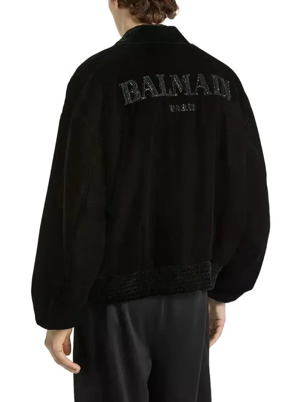 Balmain Velvet Bomber Jacket With Insect Appliqués - Black
