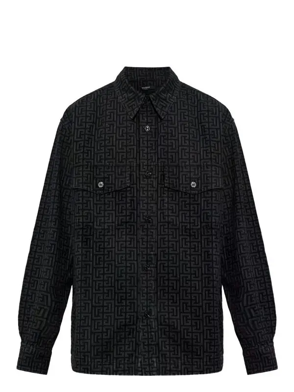 Balmain Monogram-print Denim Shirt - Black