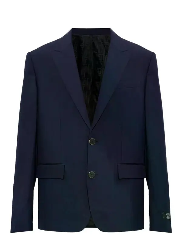 Balmain Logo-patch Wool Blazer - Blue