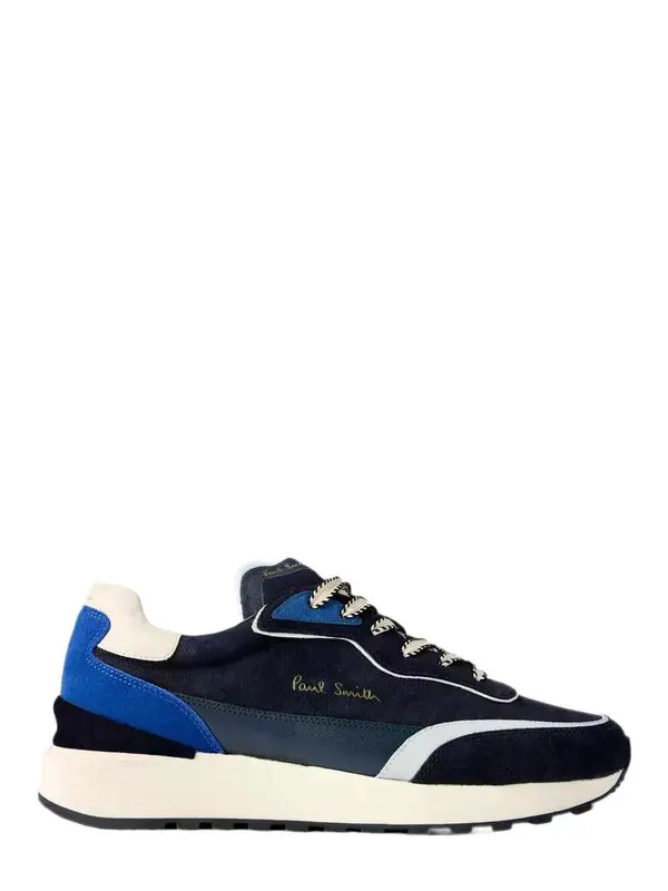 Paul Smith Navy Leather Aston Trainers With Vibram Soles - Blue
