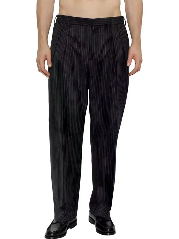 Paul Smith Pinstriped Pleated Wool Trousers - Grey