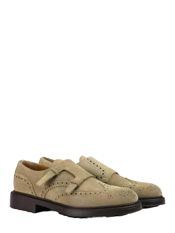 DOUCAL'S Brogue Detail Double Strap Monk Shoes - Neutrals