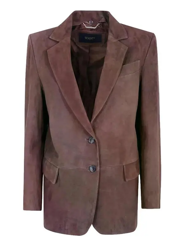 Seventy Suede Single-breasted Blazer - Brown