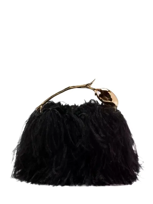 Erdem Mini Bloom Ostrich Feather Tote Bag - Black