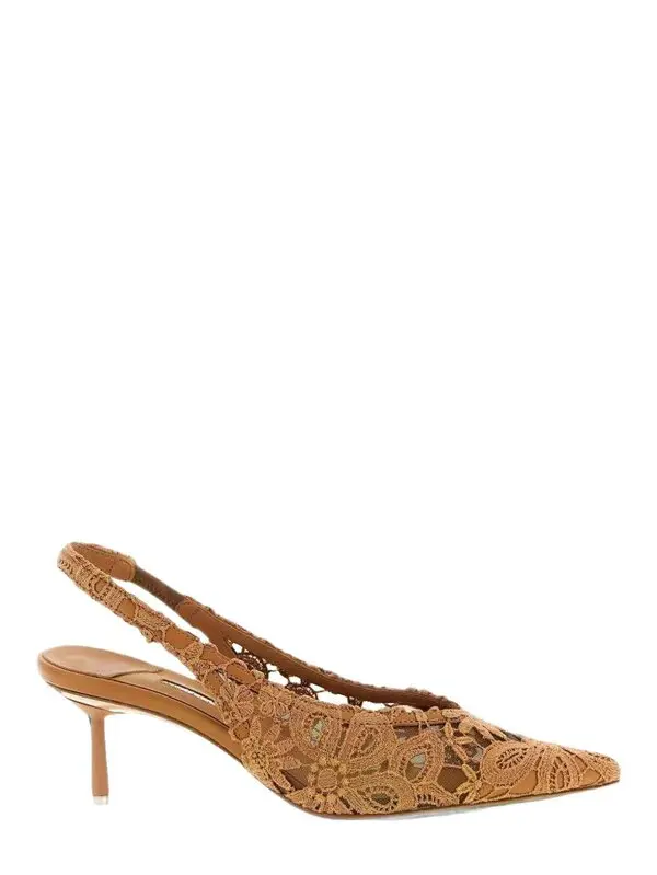 LE SILLA Clivage Lace-embellished Slingback Pumps - Brown