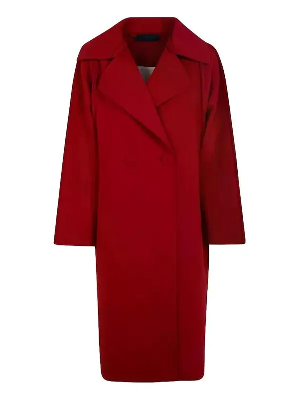 MARIA CALDERARA Double-breasted Felted Finish Coat - Red