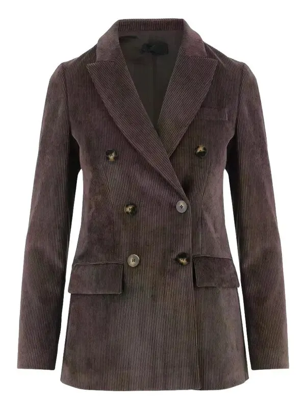 F.IT Double-breasted Corduroy Blazer - Brown