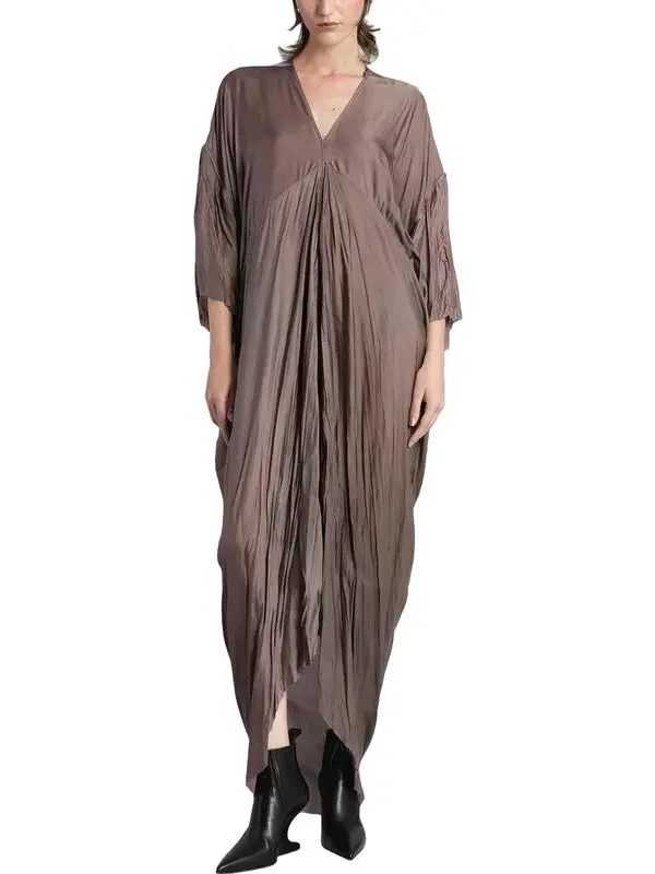 Rick Owens Tommy Gathered Draped Maxi Dress - Brown