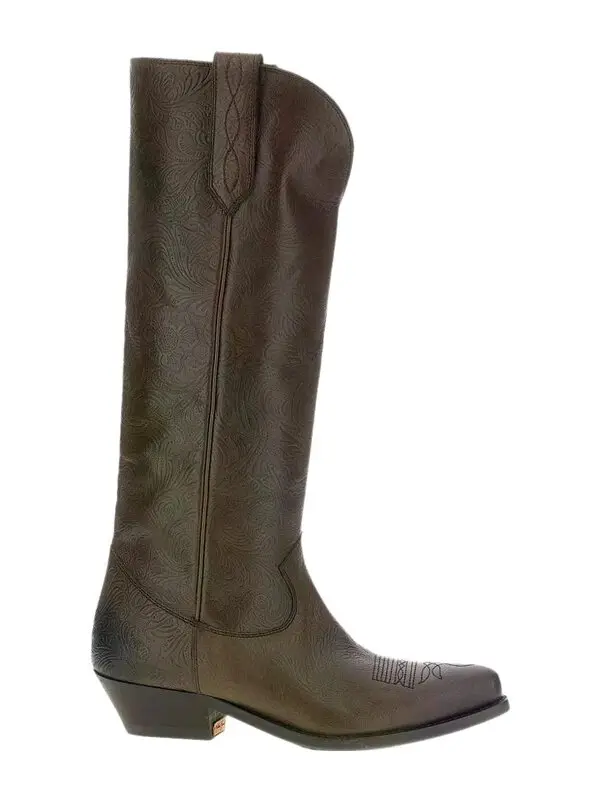 GOLDEN GOOSE Western Boots With Embossed Floral Detail - Brown