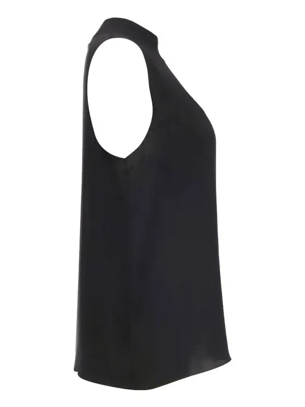 Theory Sleeveless Mock Neck Silk Top - Black