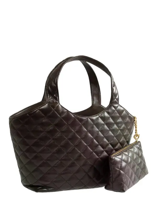 Saint Laurent Icare Diamond-quilted Leather Tote Bag - Brown