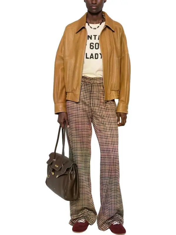 CAMBIO Houndstooth Pattern Wide-leg Trousers - Brown