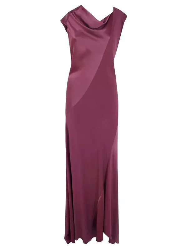 Alberta Ferretti Cowl Neck Sleeveless Maxi Dress - Purple