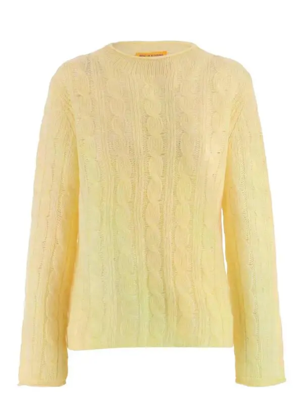 Guest In Residence Cable Knit Crew Neck Sweater - Yellow