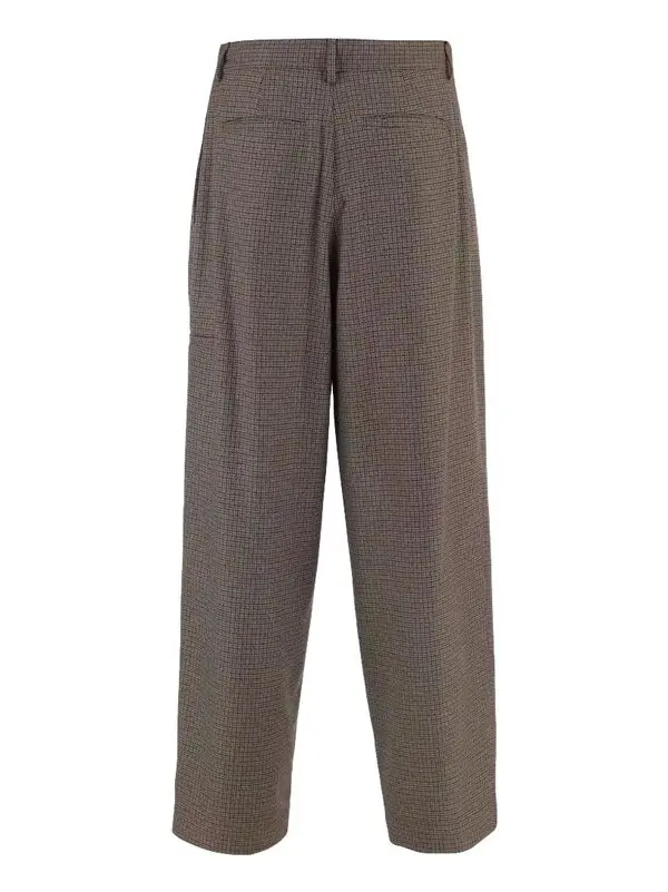 DARKPARK Houndstooth Pattern Pleated Trousers - Brown