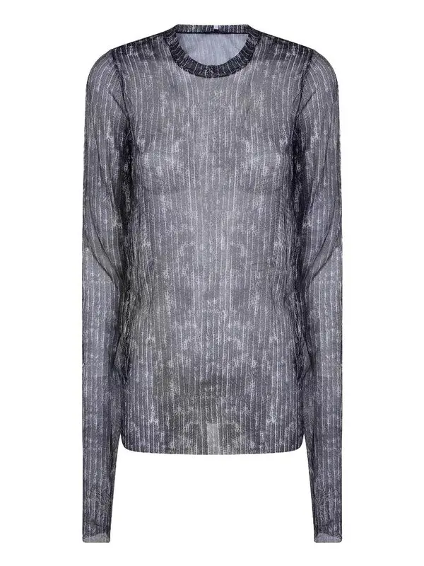 MARIA CALDERARA Sheer Graphic Print T-shirt - Black
