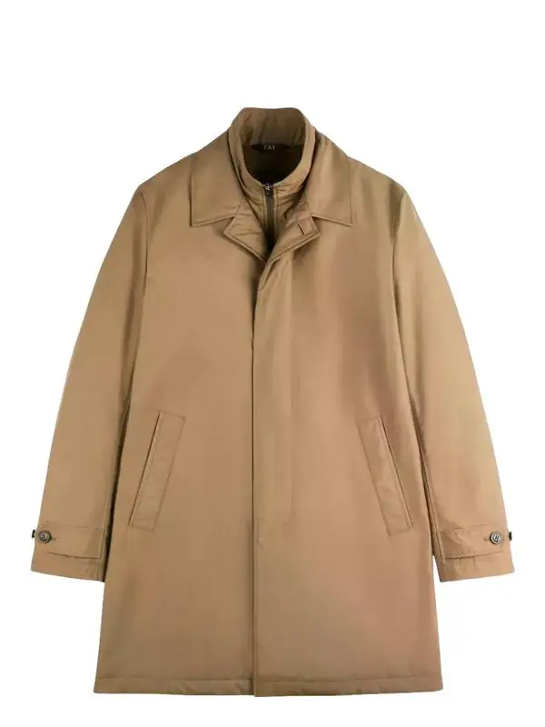 FAY Morning Button-fastening Layered-neck Coat - Brown