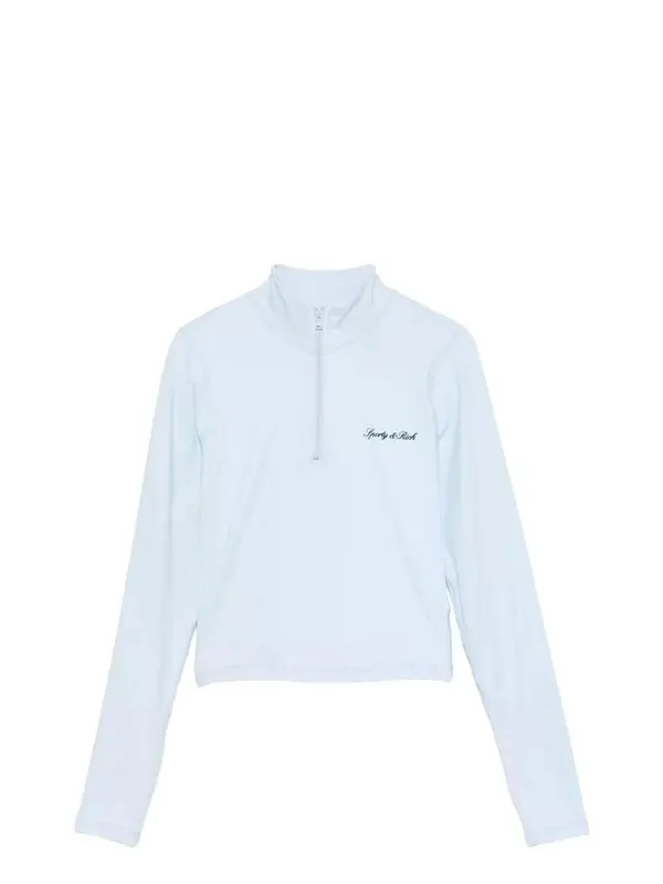 SPORTY & RICH Logo Print Quarter-zip Top - Blue
