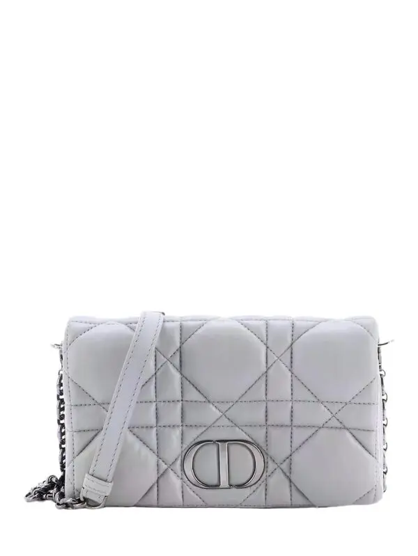 Dior Caro Flap Pouch With Chain - Grey