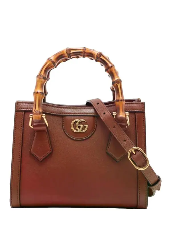 Gucci Calfskin Bamboo Diana Satchel - Brown