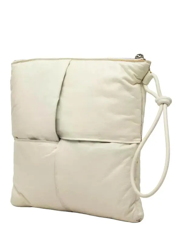 Bottega Veneta Nappa Maxi Intrecciato Padded Square Wristlet Pouch Clutch Bag - White