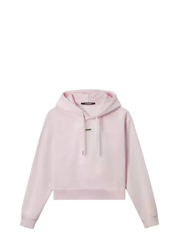 Jacquemus Logo Patch Cotton Hoodie - Pink