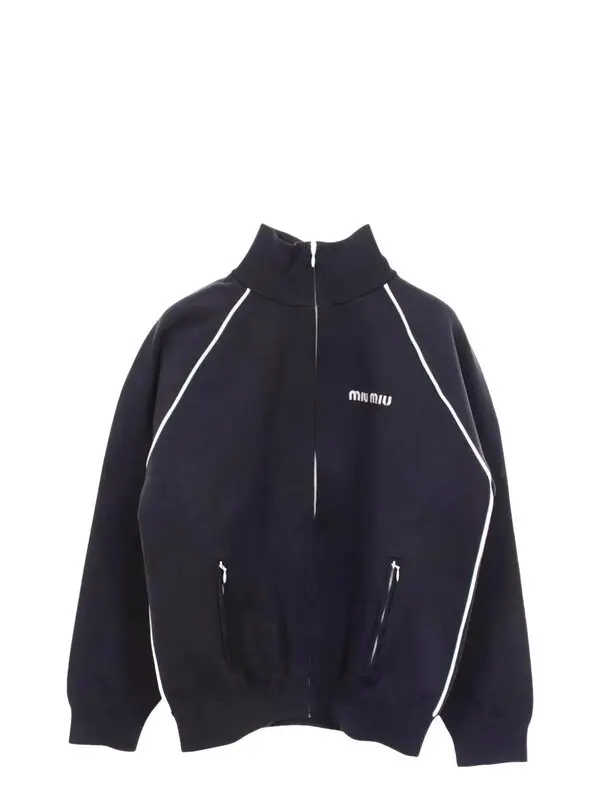 Miu Miu Logo-print High Neck Track Jacket - Black