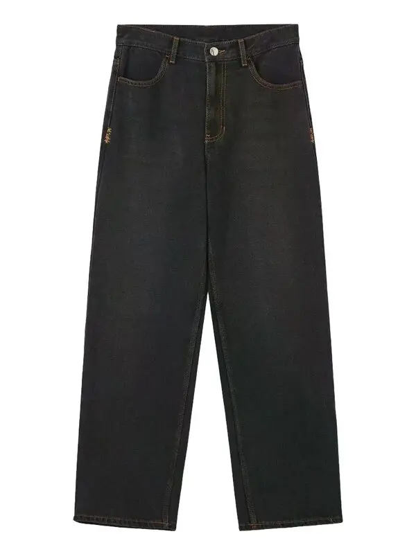 ADER ERROR Contrast Stitch Straight Leg Jeans - Black