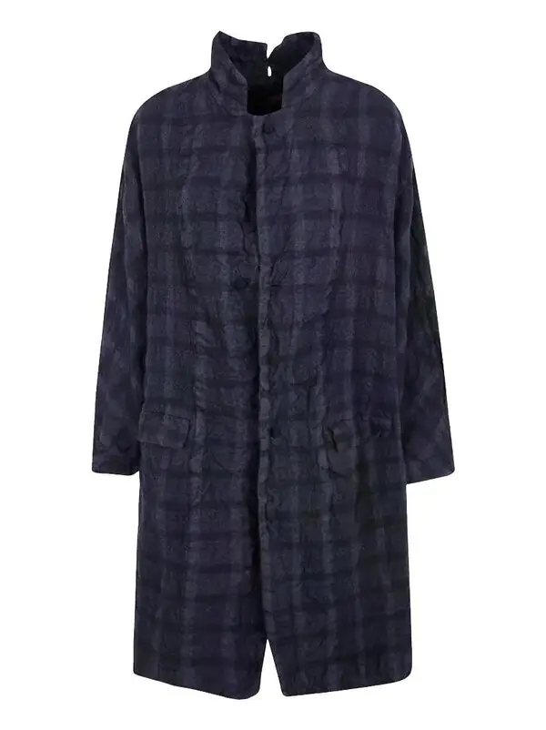 DANIELA GREGIS Single-breasted Check Coat - Grey