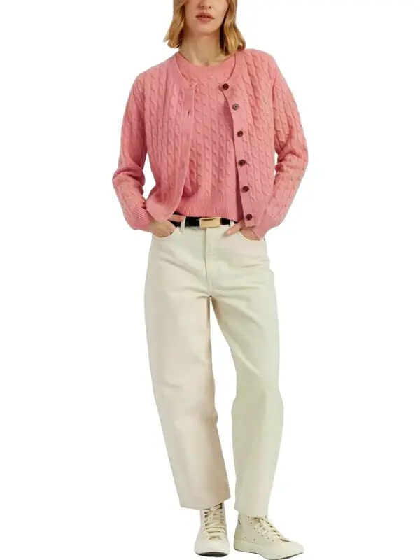 Chinti & Parker Cable-knit Cashmere Cardigan - Pink