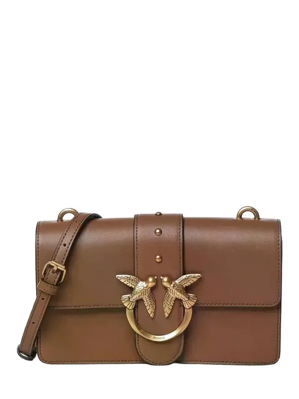 Pinko Small Love Bag One Leather Crossbody Bag - Brown