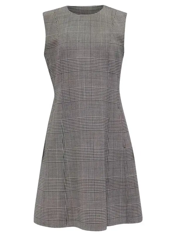 Theory Plaid A-line Wool Dress - Grey