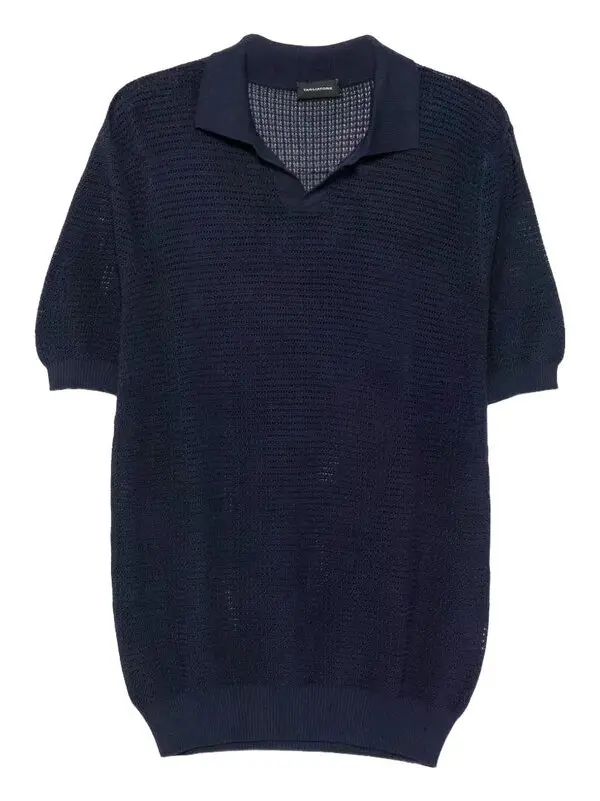 Tagliatore Edwin Perforated-knit V-neck Sweater - Blue