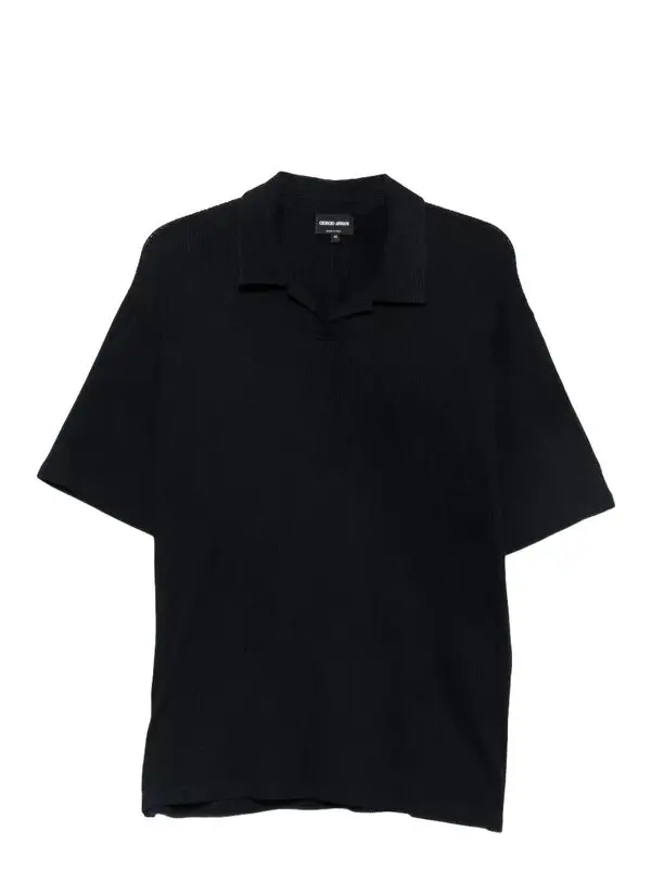 Giorgio Armani Ribbed-knit Polo Shirt - Blue