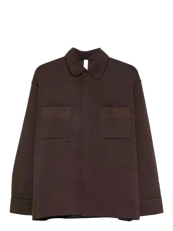 CFCL Ribbed-knit Chest-pocket Shirt - Brown
